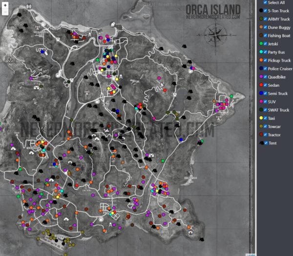 Miscreated: Map Spawn Cars Tents - OPAPOST